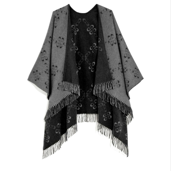 Coach | Sweaters | Coach Reversible Signature Monogram Poncho Black ...